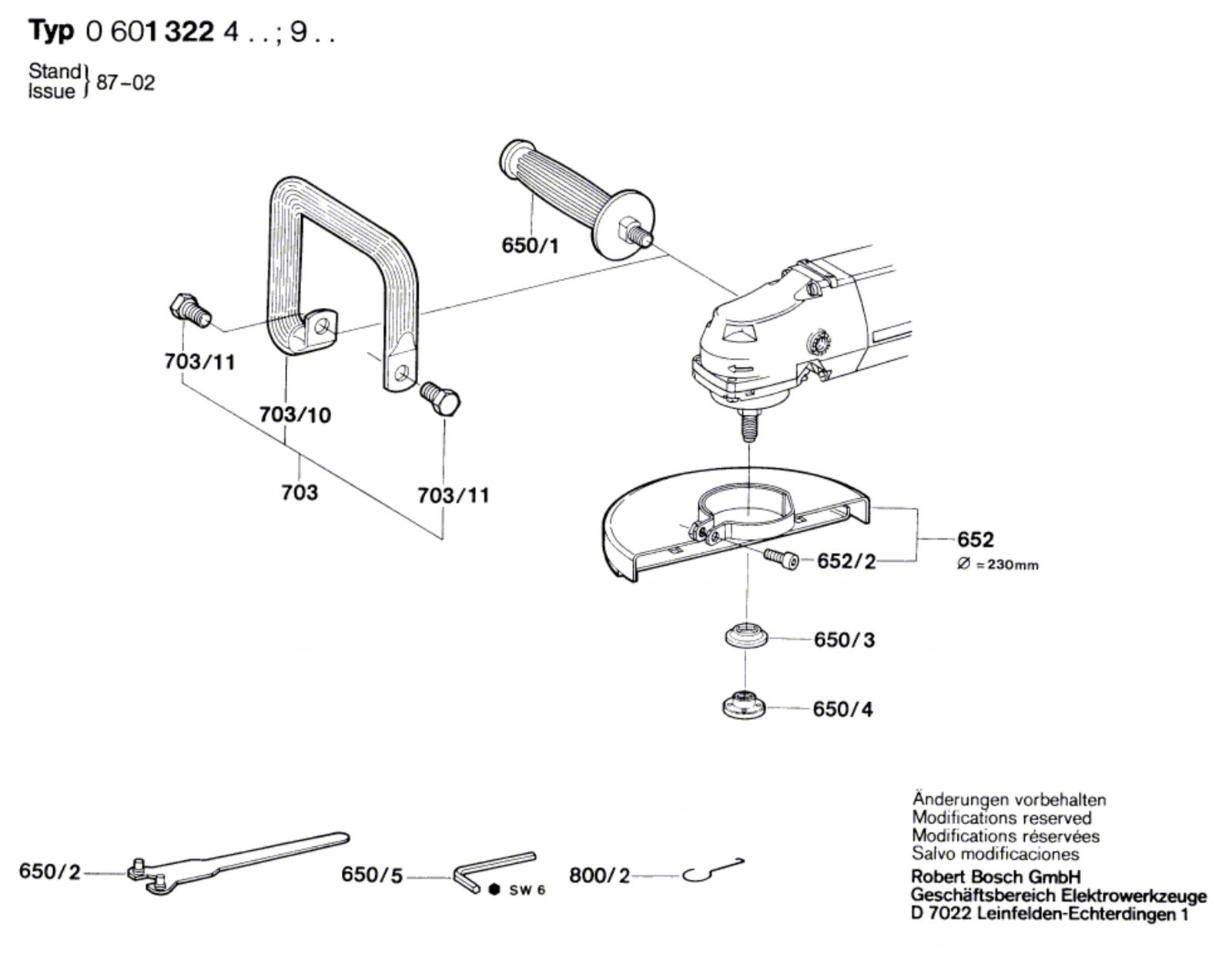 Bosch 0 601 322 903 Angle Grinder 220 V / Eu Spare Parts SPARE ...